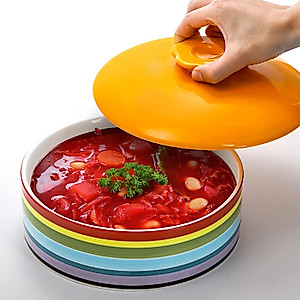 Lyellfe Ceramic Tortilla Warmer, 8.5 Inch Colorful Tortilla Server Keeper Container with Lid, Hold up to 12 Tortillas, Great for Taco Tuesday Night, Mexican Party, Microwave and Oven Safe