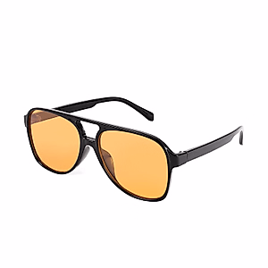 FEISEDY Vintage Retro 70s Plastic Aviator Sunglasses Trendy Orange Classic Large Squared Frame B2751