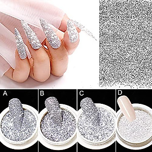 Yamaler 1 Set Nail Ornament Reflective Stunning Visual Effect Lightweight Shining Glitter Nail Powder with Stick Set Nail Supplies