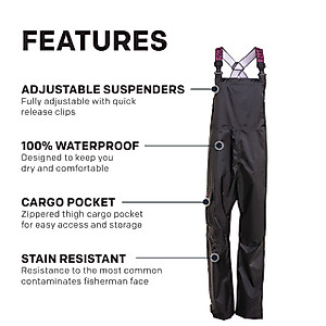 Grundéns Women's Weather Watch Bib | Updated | Waterproof, Stain-Resistant, Black, Medium