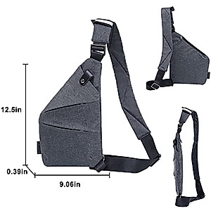 LELEBEAR Personal Flex Bag for Women, Left/Right Shoulder Crossbody Ultra Thin Multi-pocket Anti-thief Bag Men (Purple, Left)