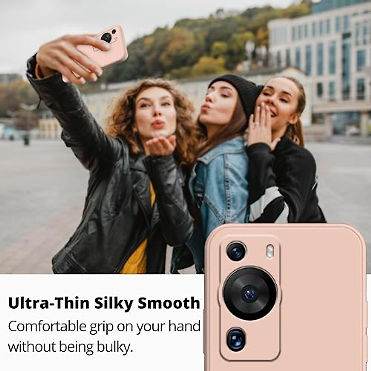 Jancyu Compatible with Huawei P60 Pro Case Soft, Silicone Phone Case for Huawei P60 Pro, 360°Full Protective, Shockproof and Fingerprint Resistant Accessorie (Pink)