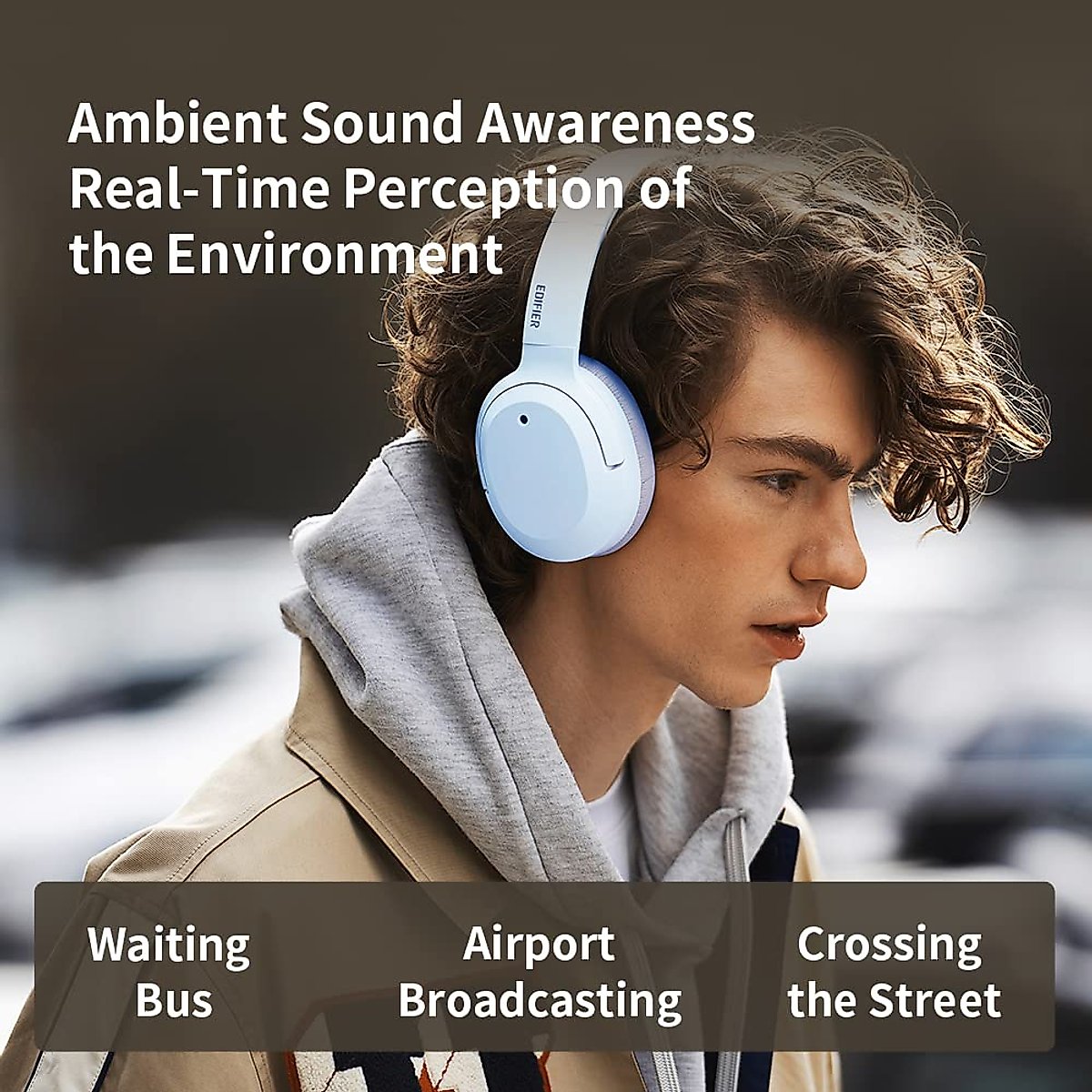 Edifier W820NB Plus Over-Ear Active Noise Cancelling Headphones, Clear Calls with Deep Noise Reduction,Bluetooth Headphones with LDAC for Hi Res Wireless Audio Comfortable Fit, Bluetooth 5.2 Black