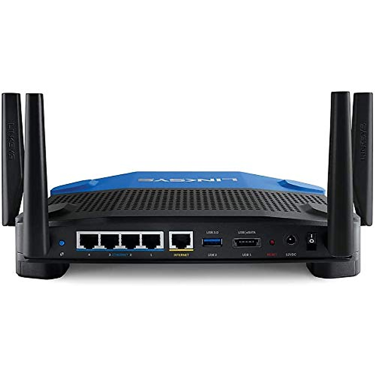 Linksys WRT3200ACM: AC3200 Dual-Band Gigabit Wi-Fi Router, Beamforming Tri-Stream Wireless Signal, Ethernet Ports, MU-MIMO (Black, Blue)