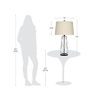 Catalina 21543-000 Transitional 3-Way Textured Clear Glass Tall Table Lamp with Linen Shade, 29"