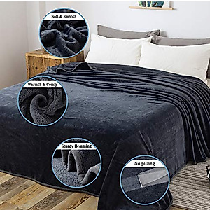 Soft Queen Size Blanket for All Season Warm Fuzzy Microplush Lightweight Thermal Fleece Summer Autumn Fall Winter Spring Blankets for Queen Full Bed Couch Sofa,90x90 Inches,Dark Gray