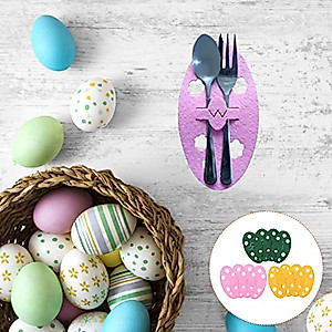 DOITOOL 12pcs Table Holder Storage Holders Dining Bag Decor Decorations Bunny Lovely Designed Cap Suit Flatware Pouches Adornments Wrapping Egg Festival Wedding Knife Spring Covers Cover