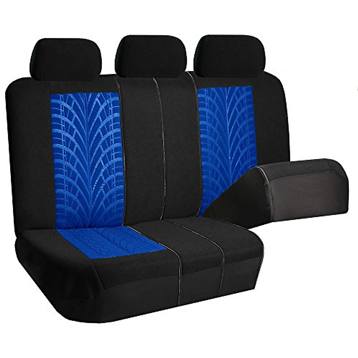 FH Group Car Seat Covers Full Set Premium Cloth - Universal Fit, Automotive Seat Cover, Low Back Front Seat Covers, Airbag Compatible, Split Bench Rear Seat, Washable Seat Cover for SUV, Sedan Blue