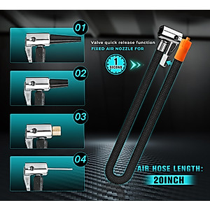 AUXTUR 6IN1 Vehicle Tire Inflator Portable Air Compressor|Escape Tool with Safety Hammer and Seat Belt Cutter|Car Tire Air Pump with LED Light|Digital Tire Pressure Gauge|Car Accessories for Emergency