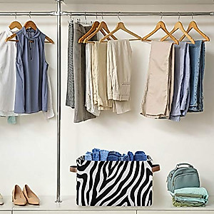 Abstract Animal Zebra Print Large Storage Basket Collapsible Storage Bin Organizer Cube Laundry Hamper for Clothes Bedroom Nursery Toys Shelf College Dorm