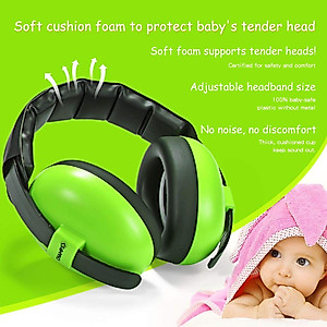 CHAMPS Baby Ear Muffs, Baby Earmuff Noise Protection Reduction Headphones for 0-3 Years Babies, Toddler, Infant, Safety Hearing Ear Muff Shooting Range Hunting Season [Green]