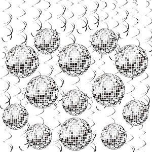 54 Pieces Disco Party Decorations Disco Ball Hanging Swirls 70s Party Hanging Swirls Ceiling Decor for Disco Fever Party 70s Hippie Birthday Party Favors Supplies (Silver)