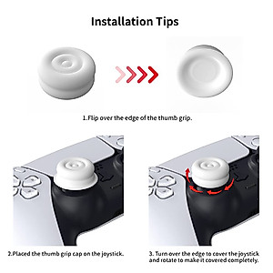 PlayVital Thumbs Cushion Caps Thumb Grips for ps5/4, Thumbstick Grip Cover for Xbox Series X/S, Thumb Grip Caps for Xbox One, Elite Series 2, for Switch Pro Controller - Raindrop Texture Design White