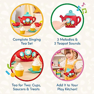 Battat – Pretend Play Tea Set – Singing Teapot – Musical Toddler Toys – Toy Tea Cups & Saucers – 3 Years + – Musical Tea Set