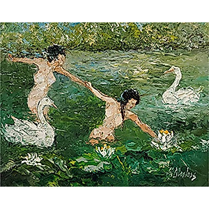 SOLD Pond Maidens, Lily Pond Women By Internationally Renown Artist Andre Dluhos