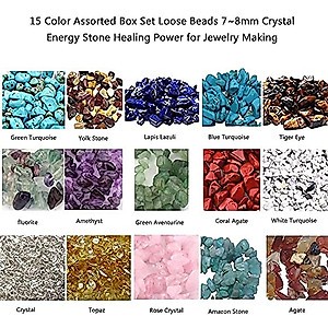 Topwon Gemstone Beads for Jewelry Making Kit 750 Pcs Natural Crystal Irregular Chips Stone Beads DIY Necklace Bracelet Making Gift Set
