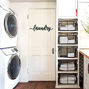 Laundry Room Décor Metal Wall Art Backdrop Decoration Rustic Laundry Room Signs Hanging Decor Black Handwritten Font Gift Ideas 4.8 X 16.9 Inches