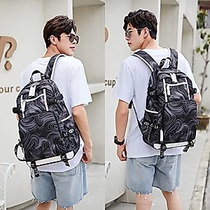 ZHIERNA Boys Backpack with Charging Port, Laptop Backpacks 17 Inch, Water Resistant Daypack Bookbags for College Students (Black)