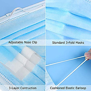 Disposable Face Masks, 3Ply with Adjustable Elastic Earloop, Comfortable Fitting & Easy Breathing, 50 Pcs