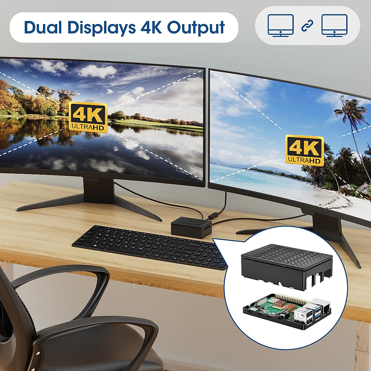 RasTech Raspberry Pi 4 8GB Starter Kit with Pi4 8GB Board,with 32GB Card 4 Copper Heatsink 2 Micro HD Out Cable 5V 3A Power Supply with ON/Off Case Cooling Fan Card Readers Screwdriver