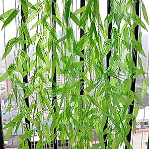 Sunrisee 50pcs Artificial Willow Vines Greenery Garland Silk Fake Rattan Leaves for Garden Wedding Home Wall Decor