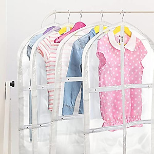 Dance Costume Garment Bag PVC Plastic Bag Holder Clear with Garment Rack Hanging Pack to Dance Bag Children Clothes Storage Costume Bags Organizer Zipper Pockets for Kid Girls, 23.6 x 35.4 In(6 Pcs)
