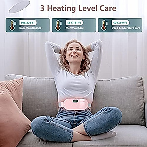 Funnywhale Menstrual Heating Pad,Period Heating Pad for Cramps with 3 Heat Levels and 4 Vibration Massage Modes,Stomach Heating Pad for Women and Girl Light Pink