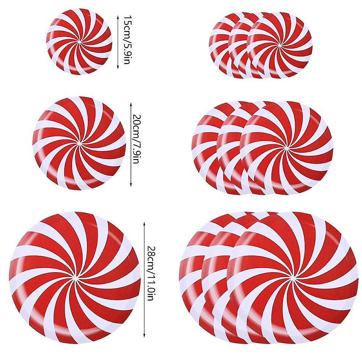 Yosoo 12Pcs Floor Wall Candy Stickers, Round Red Peppermint Floor Wall Christmas Stickers, Self-Adhesive Removable Candy Decals for Festival Christmas Valentine's Day Party Decoration Supplies