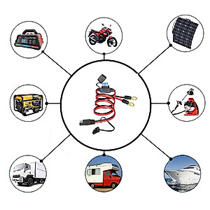 YETOR Ring Terminal Harness, 16AWG SAE Battery Extension Cable with 2FT,10A Protection Fuse SAE Connector for Motorcycle Cars.(2 Pack)
