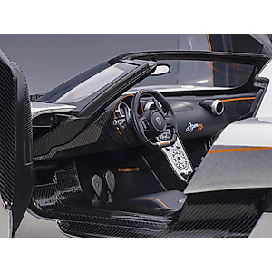 Auto Art Models Koenigsegg Agera RS Moon Silver with Carbon and Orange Accents 1/18 Model Car by Autoart 79024