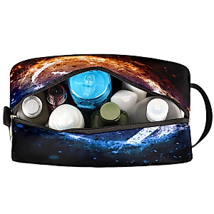 American Football Galaxy Space Travel Toiletry Bag Dopp Kit for Women Girls Nurse Sport Ball Portable Men Shaving Bag Zipper Makeup Cosmetic Bag Organizer Pouch Bathroom Toiletry Kit