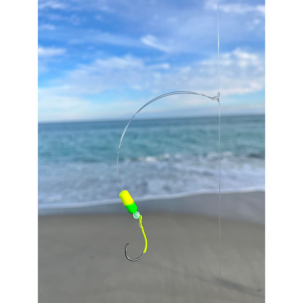 6 Pack 'Coquina Shells' Pompano Surf Fishing Rigs (25# Mono Pro-Tec Coated)