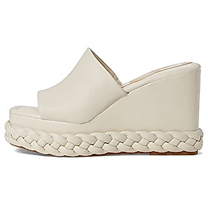 Dolce Vita Women's Elene Wedge Sandal, Ivory Leather, 9
