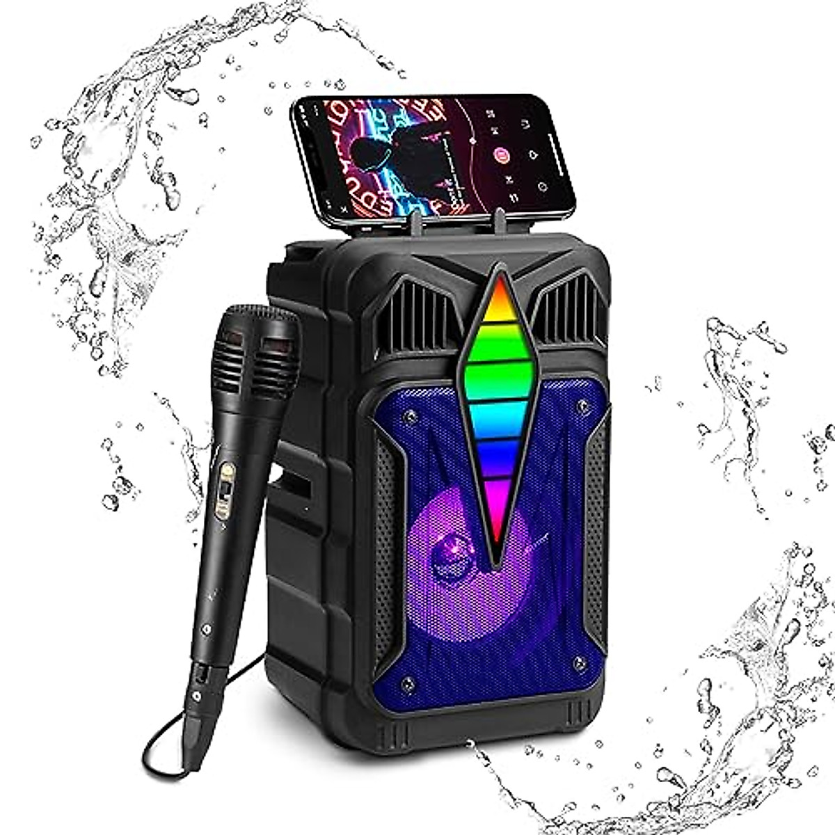 CZRXLLGD Bluetooth Speaker, IPX5 Waterproof Speaker with HD Sound, RGB Multi-Colors Rhythm Lights, Up to 8H Playtime, TWS Pairing, Portable Wireless Speakers for Home, Party