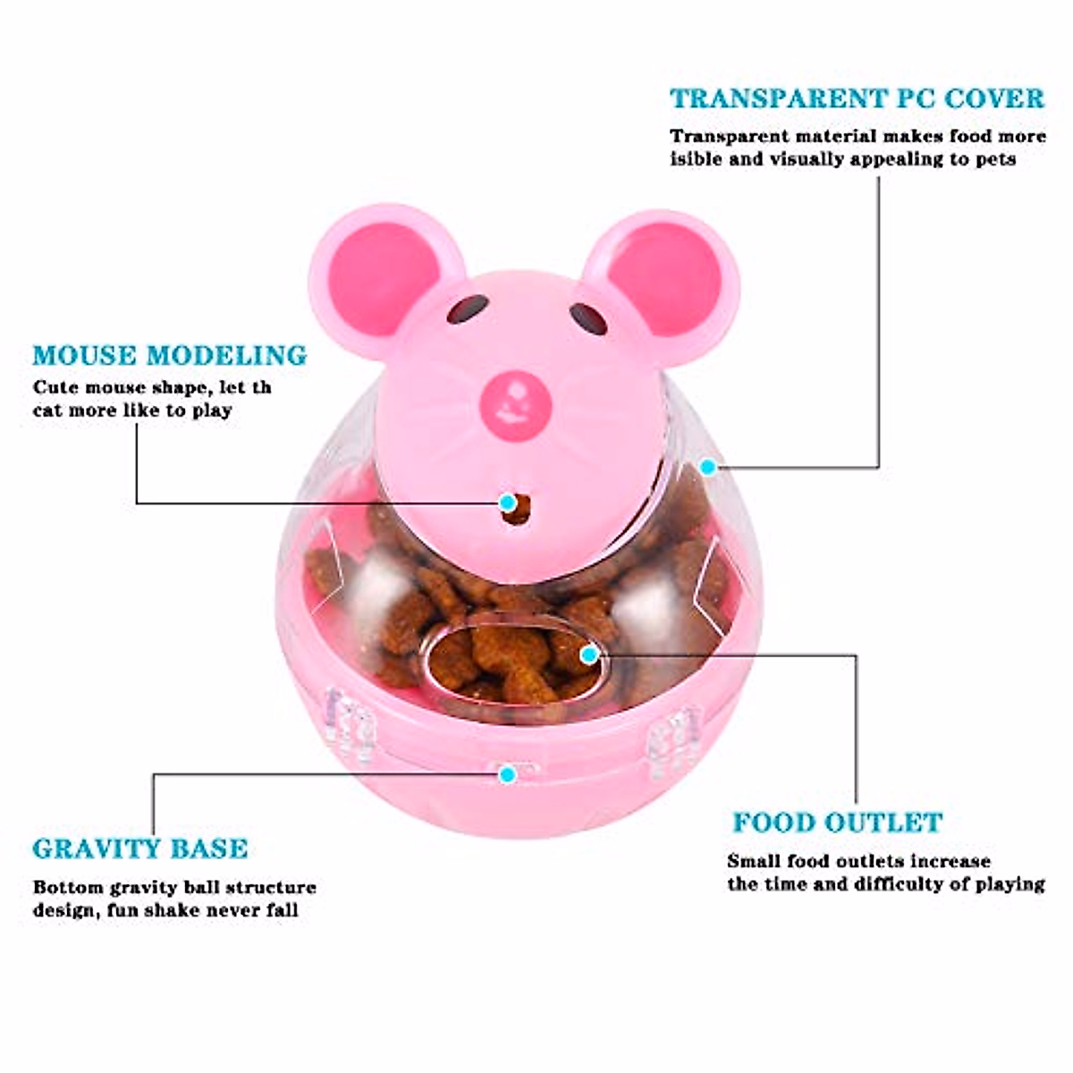 tiopeia 2Pcs Cat Treat Dispenser Toy, Mouse Shape Cat Interactive Toy and Food Dispenser for Pet Increases IQ Interactive & Food Dispensing