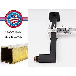 Aquaiaw Square Shower Arm and Anti-Scratch O-Ring Flange, 16 inch, Solid Brass, Soldered 90 Degree Drop, Both Soldered 1/2 NPT Tapered Threads, Wall Rain Shower Head Extension Arm (Matte Black)