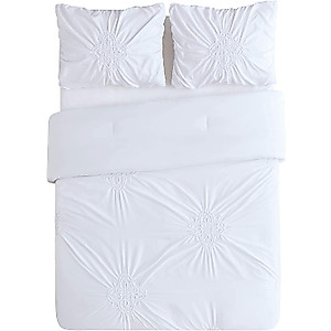 Christian Siriano Georgia Rouched Duvet Set Queen and Full, White