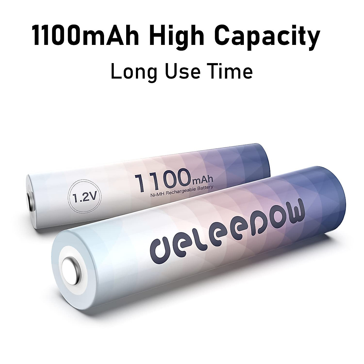 Deleepow AAA Rechargeable Batteries 1.2V 1100mAh 1200 Cycle Nimh Triple A Battery 8 Count with Micro USB and USB-C 2 Charging Port 8 Slot Smart Charger