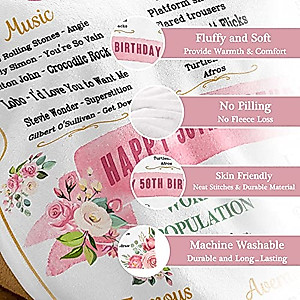 HAINANBOY 50th Birthday Gifts for Women with Box, 50th Birthday Decoration Blanket Birthday Gift for 50 Year Old Women, 1963 50th Birthday Gifts Ideas