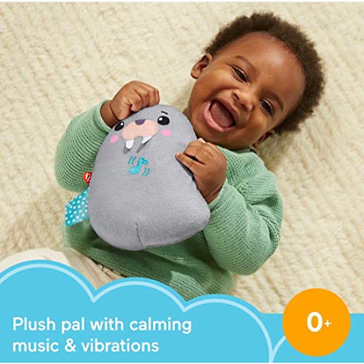 Fisher Price Infant Sound Machine Chill Vibes Walrus Soother Plush Baby Toy with Music Vibrations & Customizable Settings