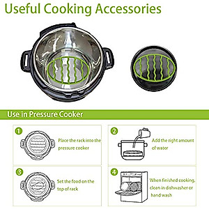 Silicone Roasting Rack for Baking Canning Cooking Steaming, Crock Pot Pressure Cooking Rack for 6 Qt 8-Quart Slow Cookers, Oval-Green-2Set