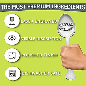 Weenca Practical Gifts for Dad, Laser Engraved Spoon Cereal Killer, Emotional Dad Gifts, Fun Cereal Spoon Dad Gifts Who Has Everything