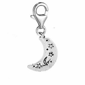 Sexy Sparkles Moon Charm for European Clip on Charm Jewelry with Lobster Clasp