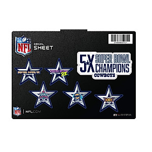 Rico Industries NFL Football Dallas Cowboys Champ 5 Pack Decal Sheet 6" x .25"
