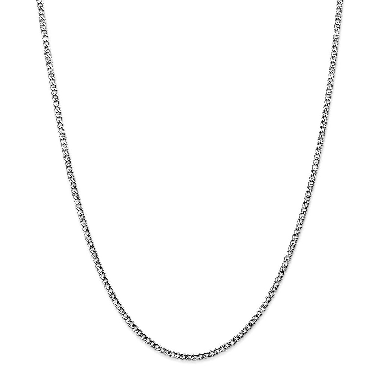 Sonia Jewels 14k White Gold 2.5mm Curb Cuban Link Chain Necklace - with Secure Lobster Lock Clasp 24"