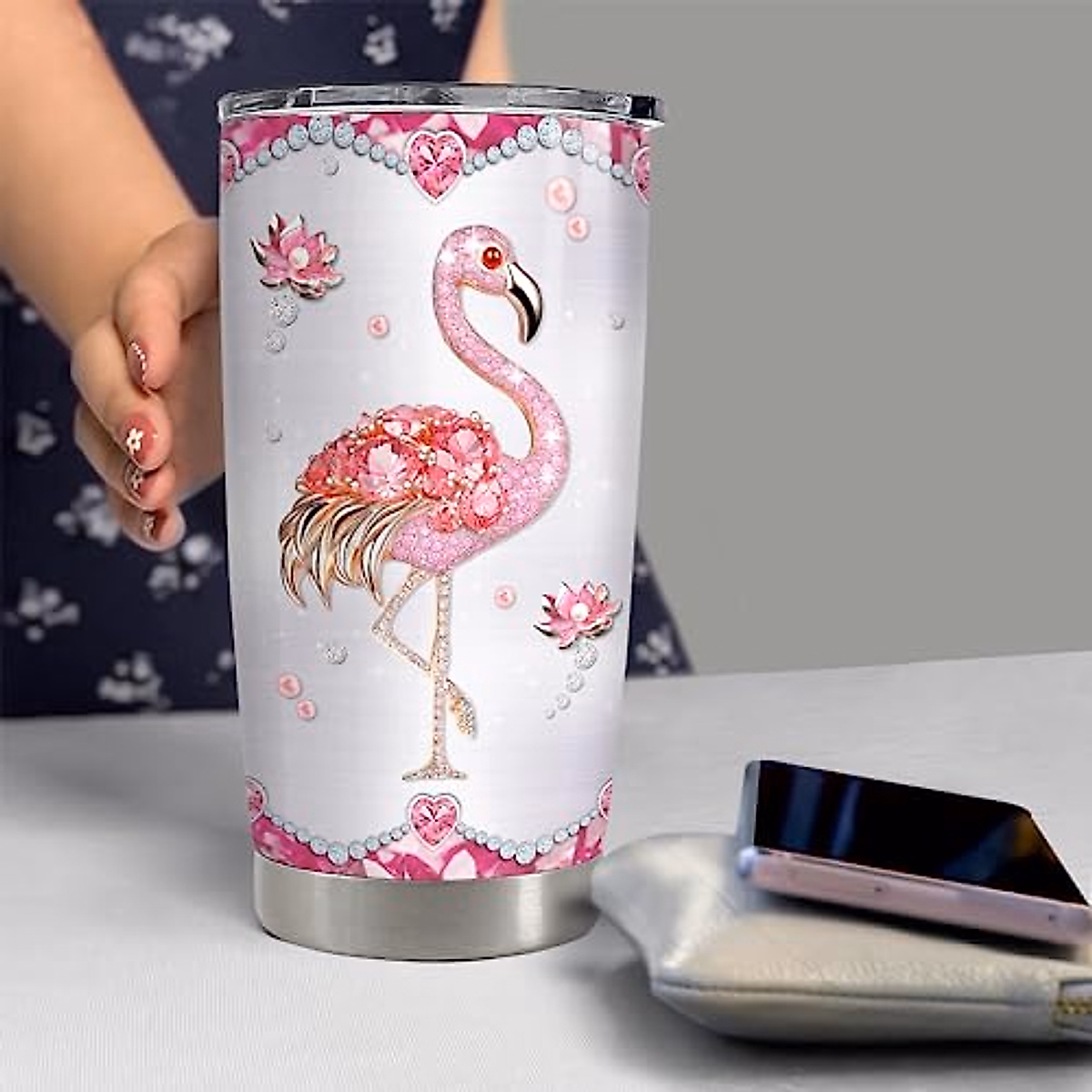 Flamingo Gifts for Women Girls Pink Flamingo Tumbler 20oz Jewelry Drawings Stainless Steel Insulated Tumblers Coffee Travel Mug Cup Gift for Birthday Christmas