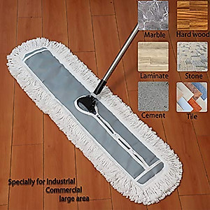 Midoneat 36 Inch Industrial Commercial Cotton Dust Mop || 63 Inch Pole || Two-Layers Thick and Soft Cotton Yarn Clean Dirty Water Dust and Hair More Easily|| 2 Sets Economical (36 inch)