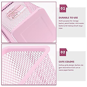 DOITOOL Trash Can Cute Rectangle Desktop Trash Can Mini Desktop Wastebasket Pencil Case Flower Pot Storage Basket, 3.14 x 3.14 x 3.74 inch (Pink)