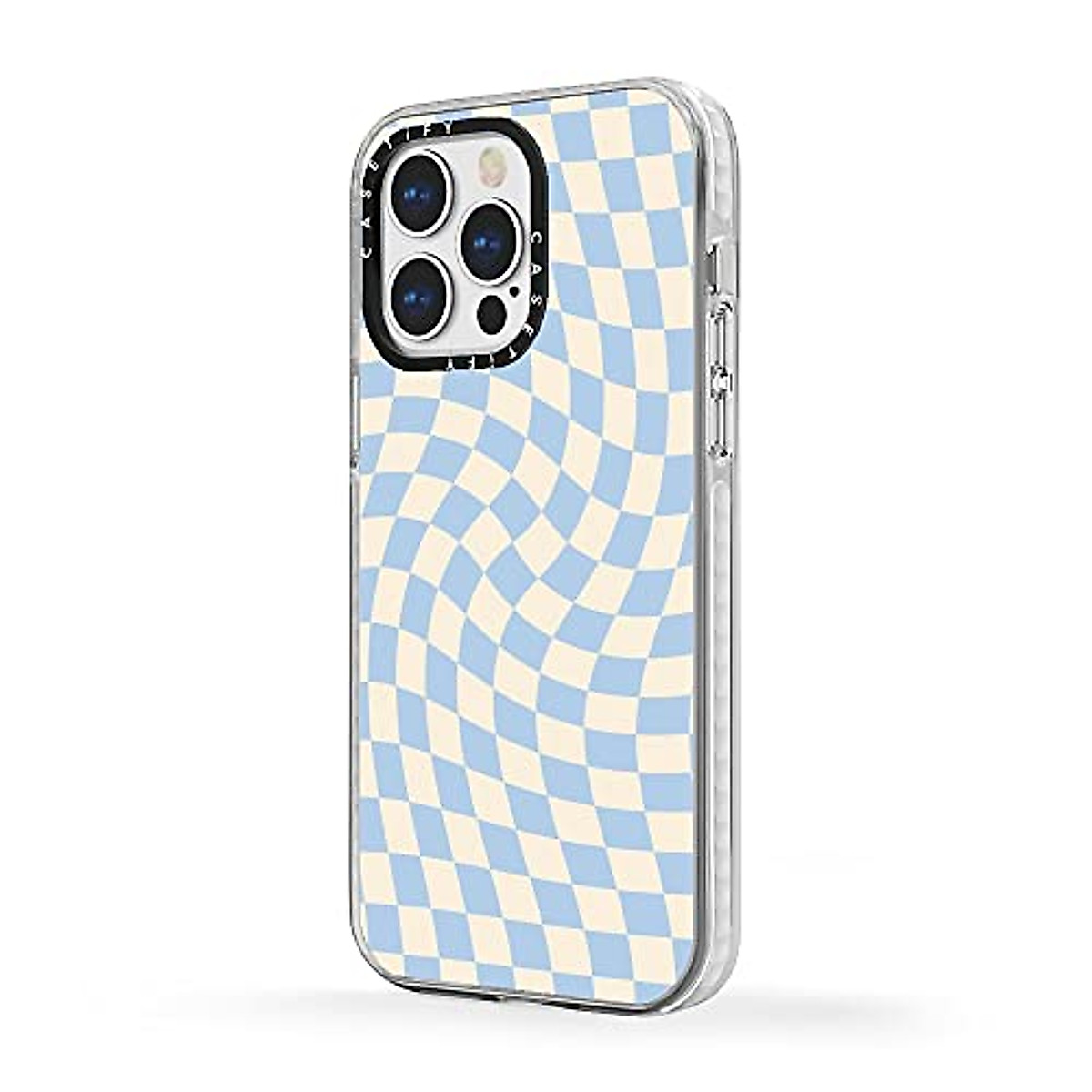 CASETiFY Impact iPhone 13 Pro Max Case [6.6ft Drop Protection] - Check II - Baby Blue Twist - Clear Frost