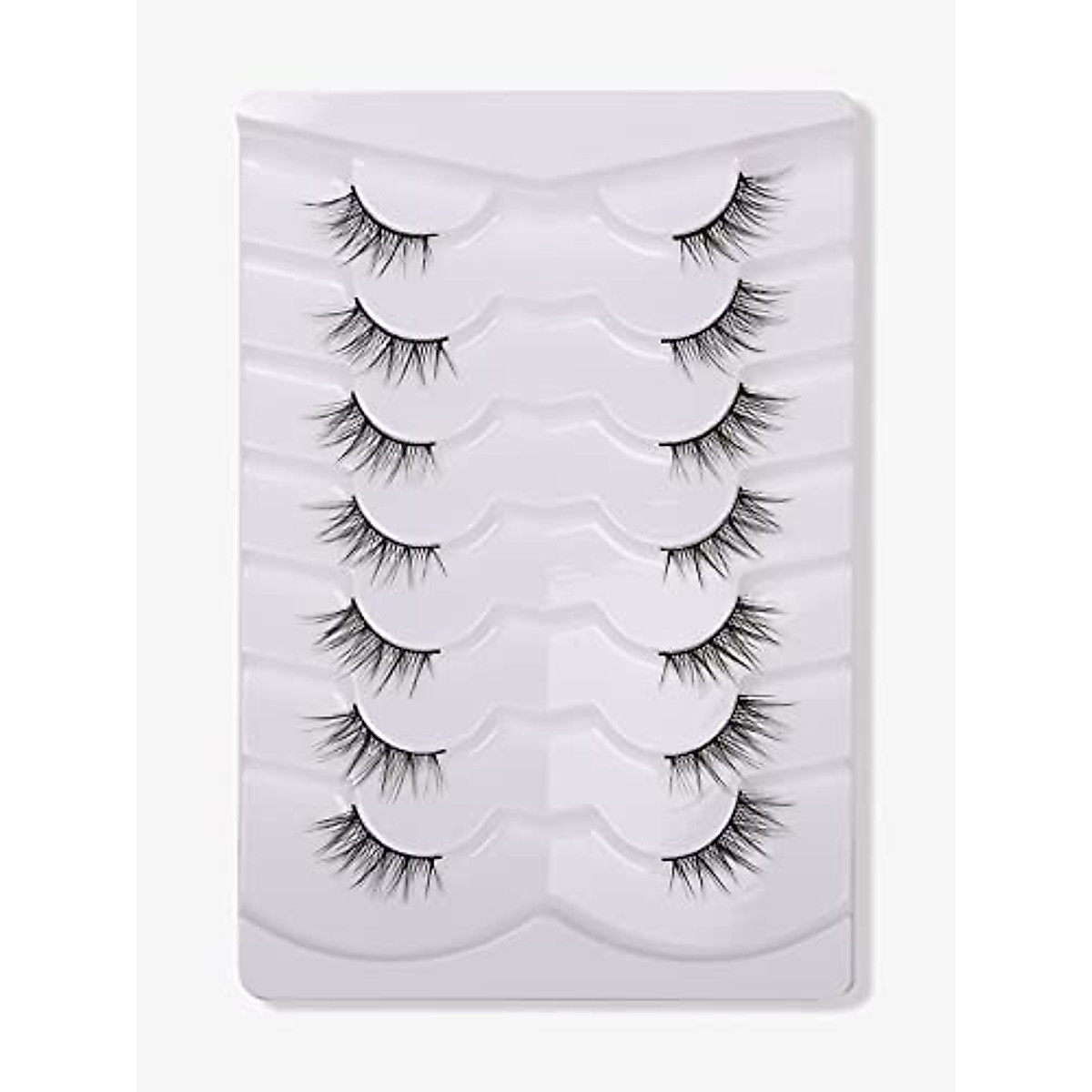 GMAGICTOBO Natural Half Lashes Short False Eyelashes Wispy Lashes Pack Cat Eye 3D Faux Mink Lashes 7 Pairs Multipack